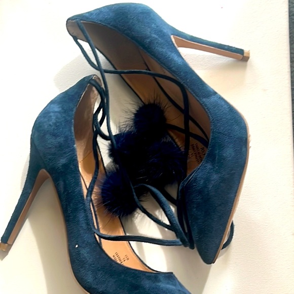 Neiman Marcus | Shoes | Neiman Marcus Blue Suede Shoes Worn Only Ones ...